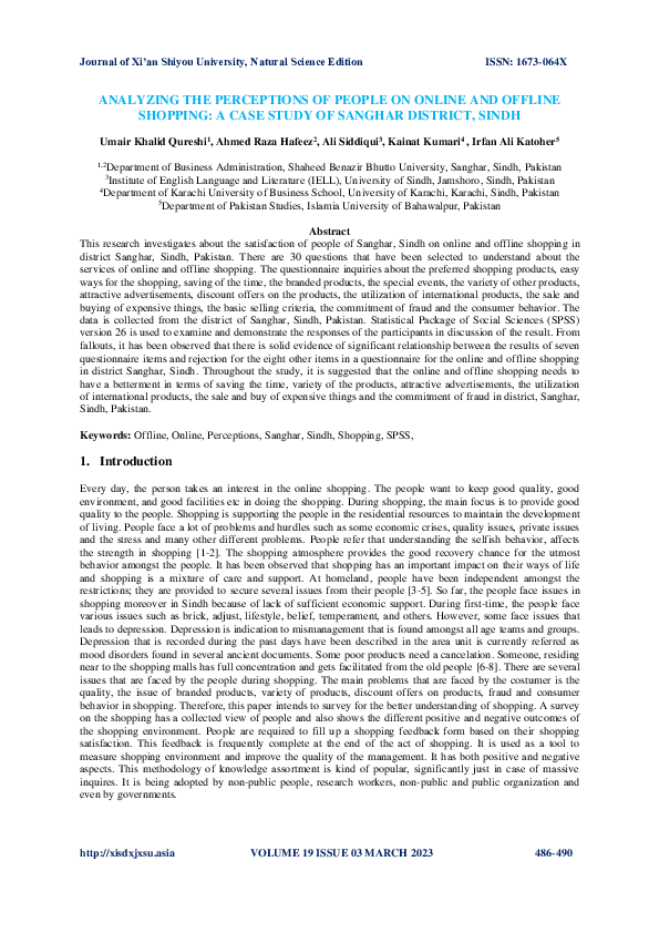(PDF) ANALYZING THE PERCEPTIONS OF PEOPLE ON ONLINE AND OFFLINE SHOPPING: A CASE STUDY OF ...