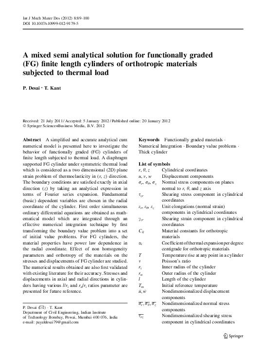 (PDF) A mixed semi analytical solution for functionally graded (FG) finite length cylinders of ...