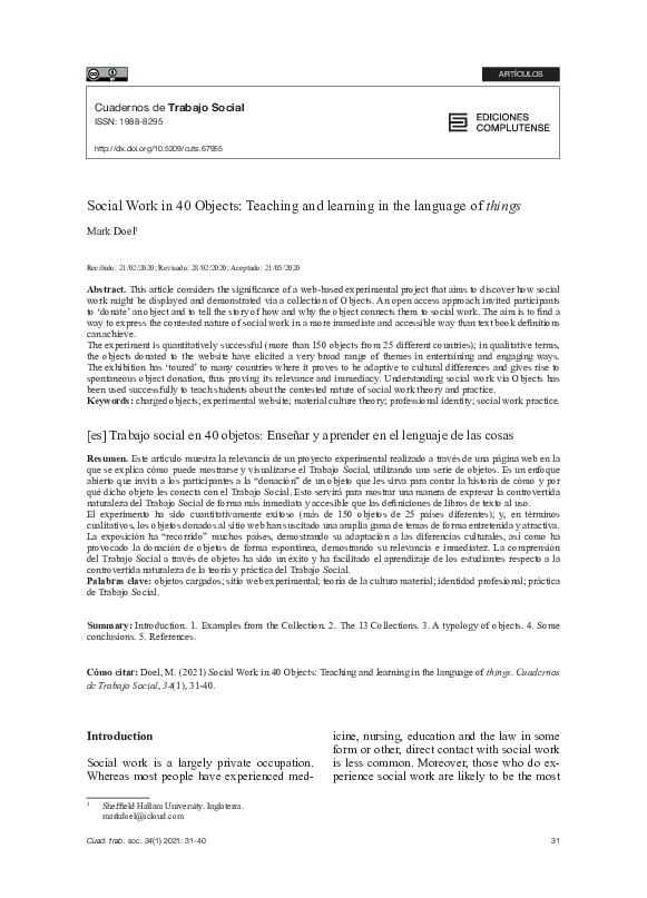 (PDF) Social Work in 40 Objects