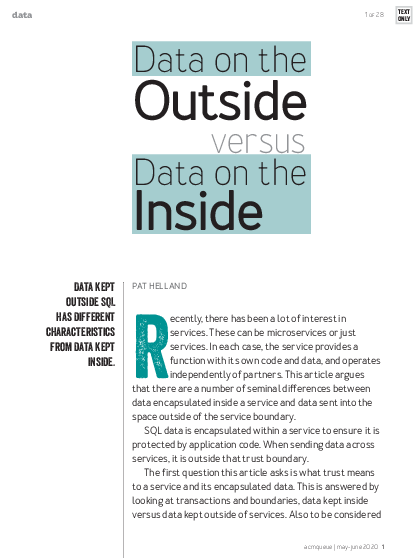 (PDF) Data on the Outside vs. Data on the Inside