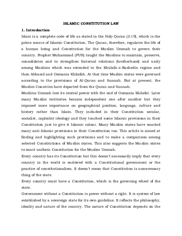 (DOC) ISLAMIC CONSTITUTION LAW