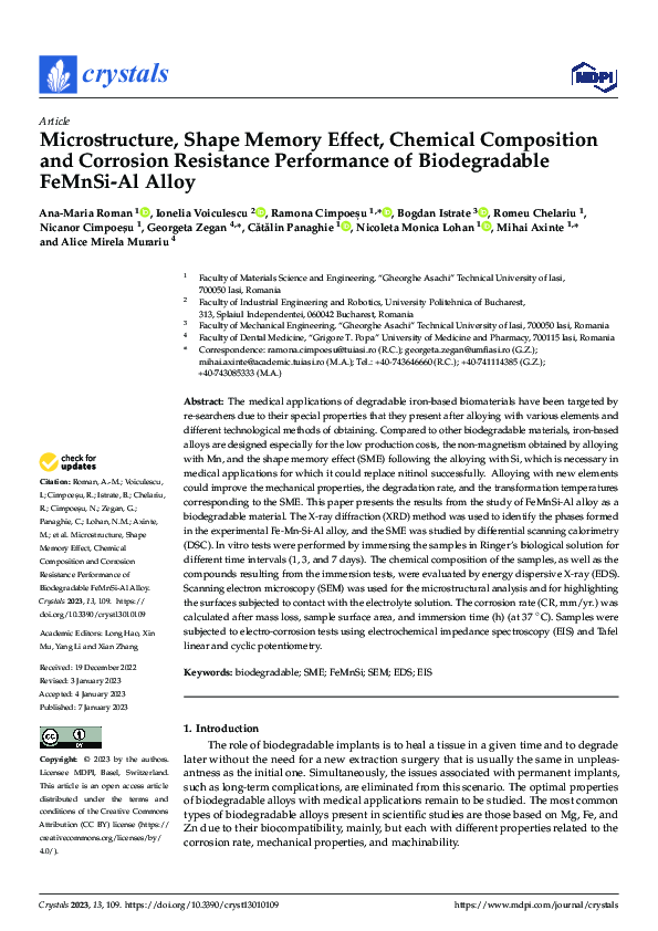 (PDF) Microstructure, Shape Memory Effect, Chemical Composition and Corrosion Resistance ...