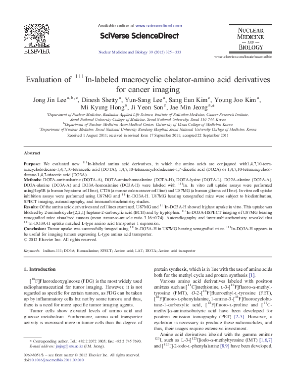 (PDF) Evaluation of 111In-labeled macrocyclic chelator-amino acid ...