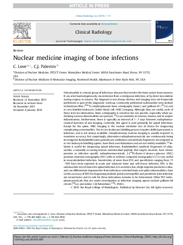 (PDF) Nuclear medicine imaging of bone infections