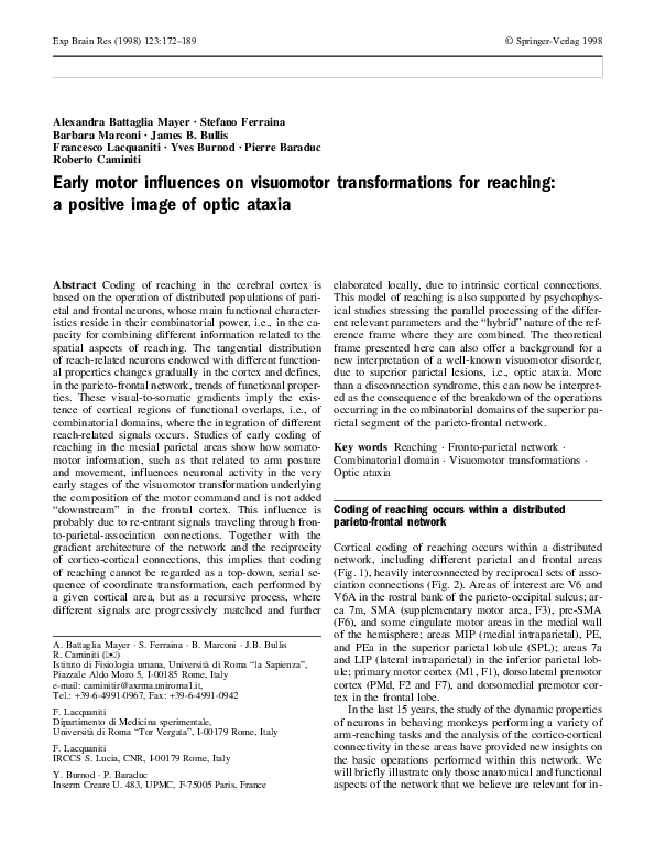 (PDF) Motor Influences on Visuomotor Transformations
