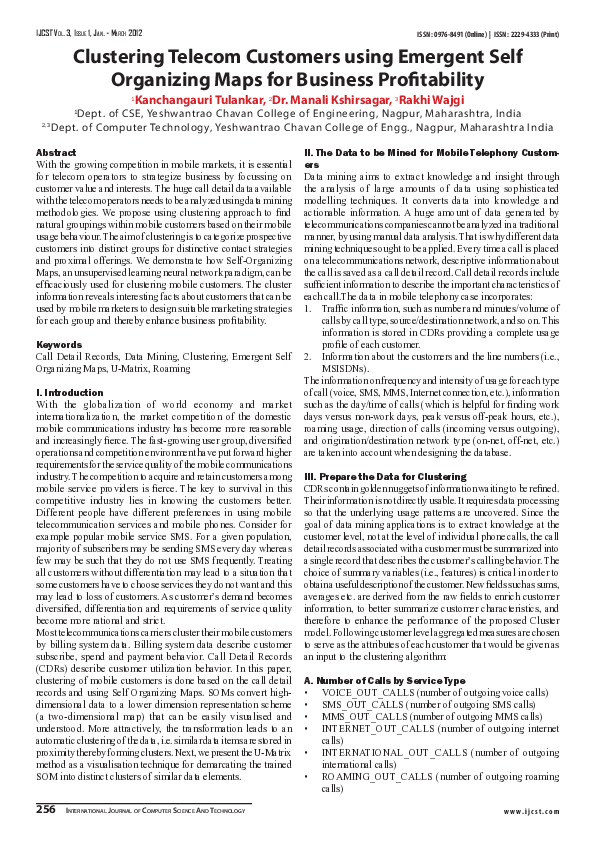 (PDF) Clustering Mobile Customers for Profitability