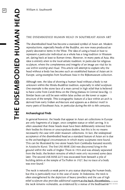 (PDF) The Disembodied Human Head in Southeast Asian Art