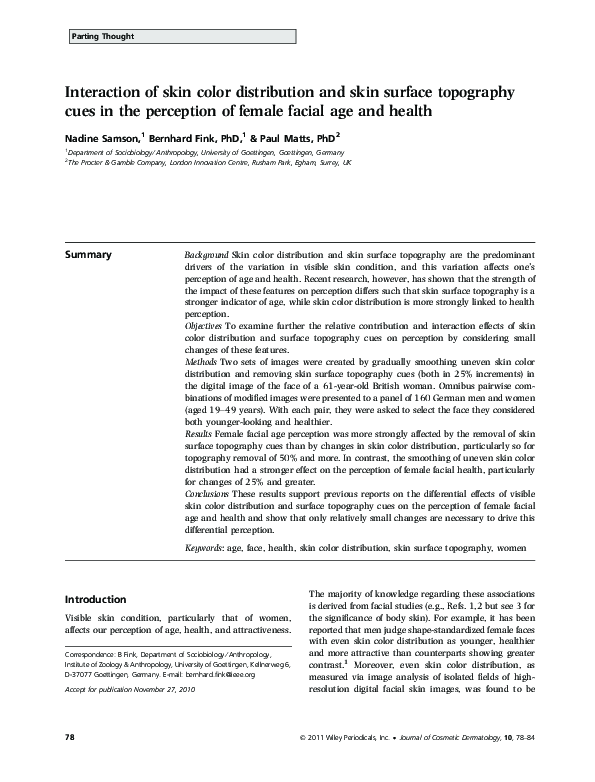 (PDF) Interaction of skin color distribution and skin surface ...