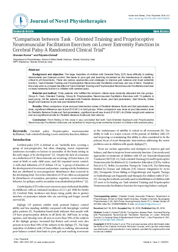 (PDF) Comparison between Task - Oriented Training and Proprioceptive Neuromuscular Facilitation ...