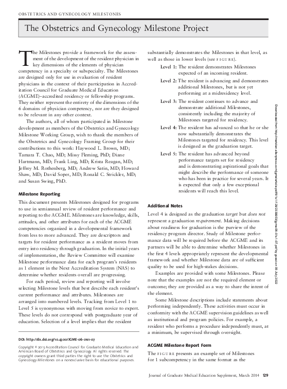 (PDF) The obstetrics and gynecology milestone project