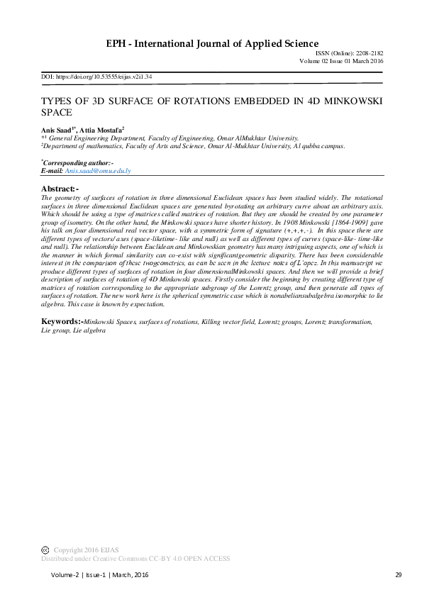 (PDF) Types of 3D Surface of Rotations Embedded in 4D Minkowski Space ...