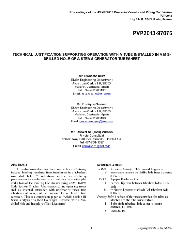(PDF) Technical Justification Supporting Operation With a Tube ...
