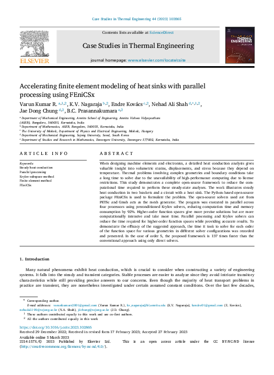 Pdf Accelerating Finite Element Modeling Of Heat Sinks With Parallel Processing Using Fenicsx