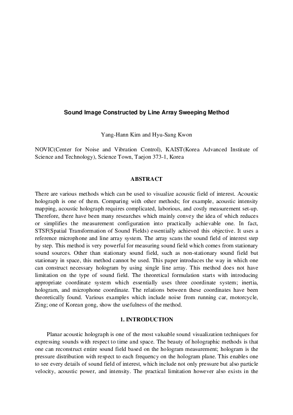 (PDF) Sound Image Constructed by Line Array Sweeping Method