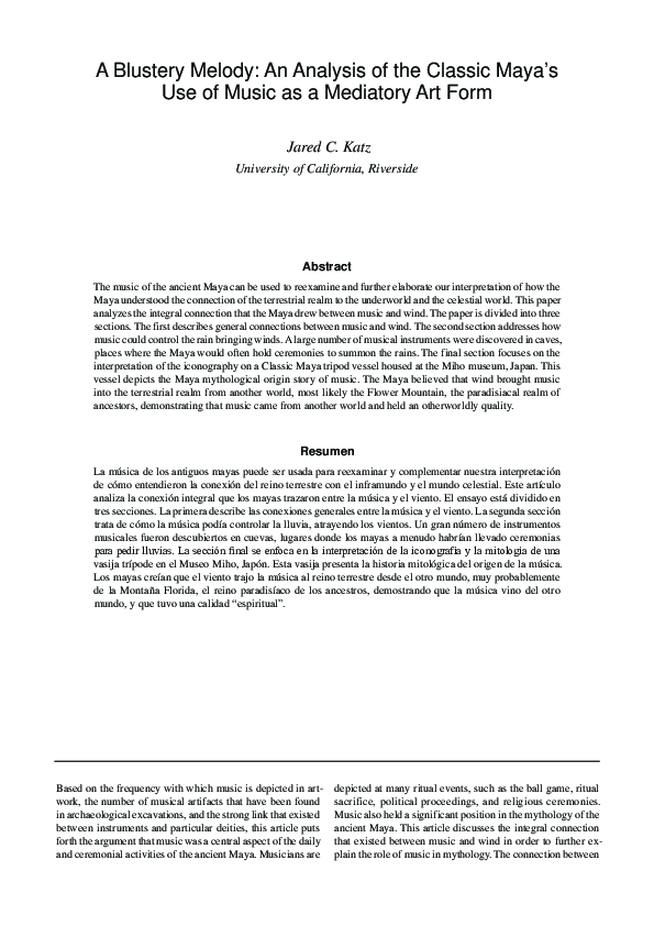 (PDF) A Blustery Melody: An Analysis of the Classic Maya's Use of Music ...
