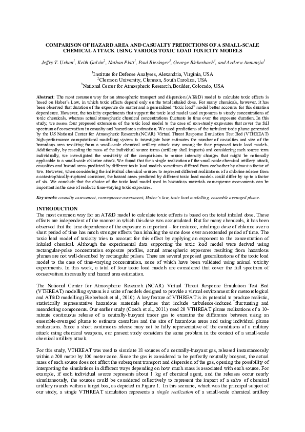 (PDF) Comparison of hazard area and casualty predictions of a small ...