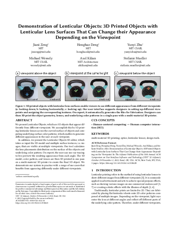 (PDF) Demonstration of Lenticular Objects: 3D Printed Objects with ...
