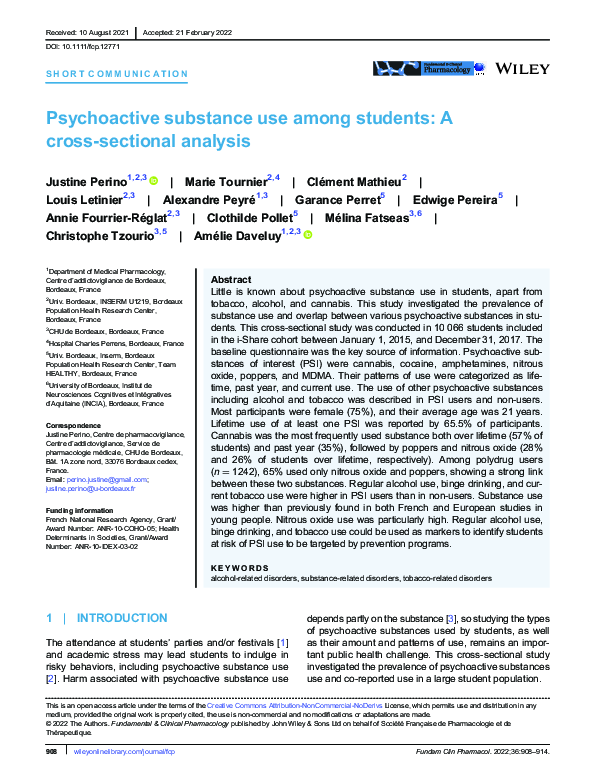 (PDF) Psychoactive substance use among students: A cross‐sectional analysis