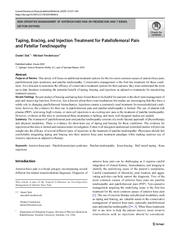(PDF) Taping, Bracing & Injections for Knee Pain