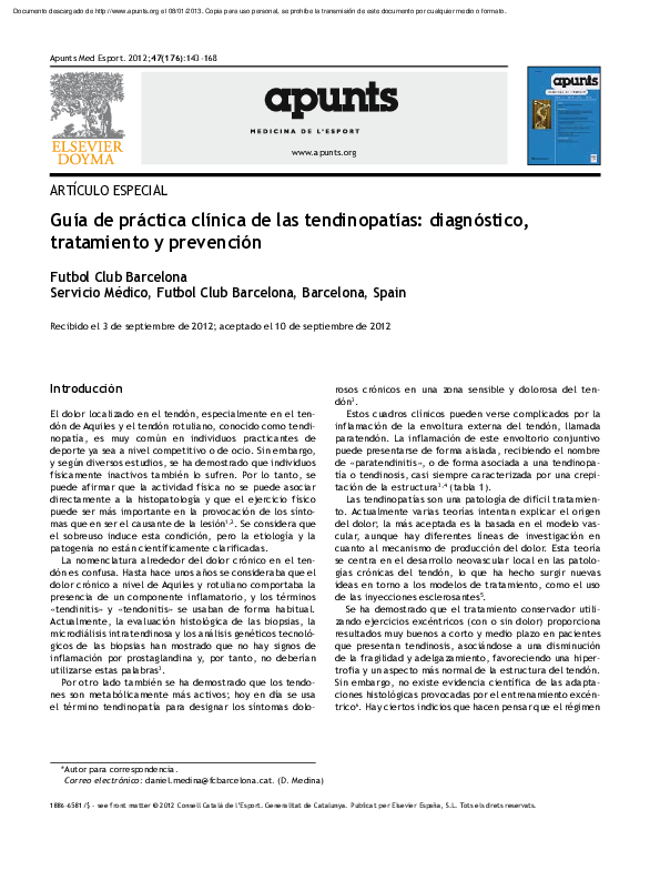 (PDF) Guía de práctica clínica de las tendinopatías: diagnóstico