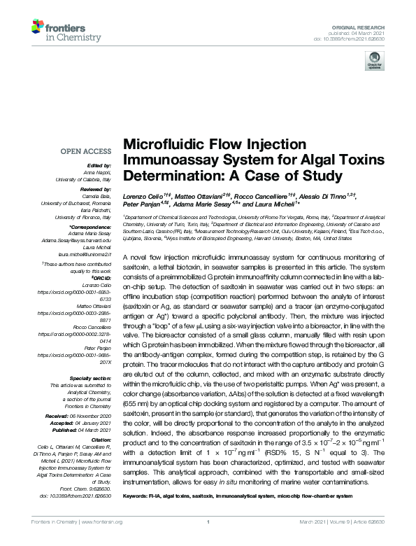 (PDF) Microfluidic Flow Injection Immunoassay System for Algal Toxins ...
