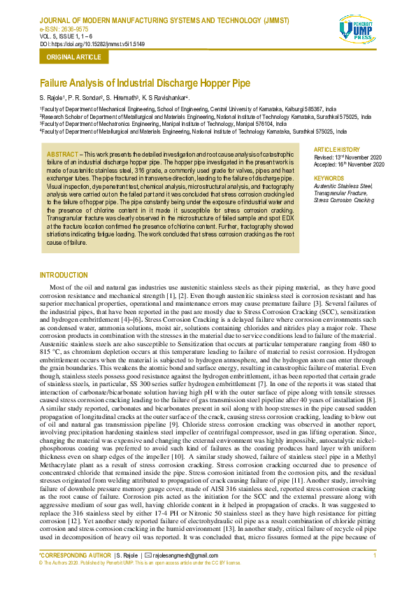 (PDF) Failure Analysis of Industrial Discharge Hopper Pipe