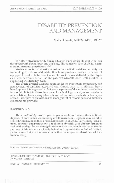 (PDF) Disability Prevention and Management