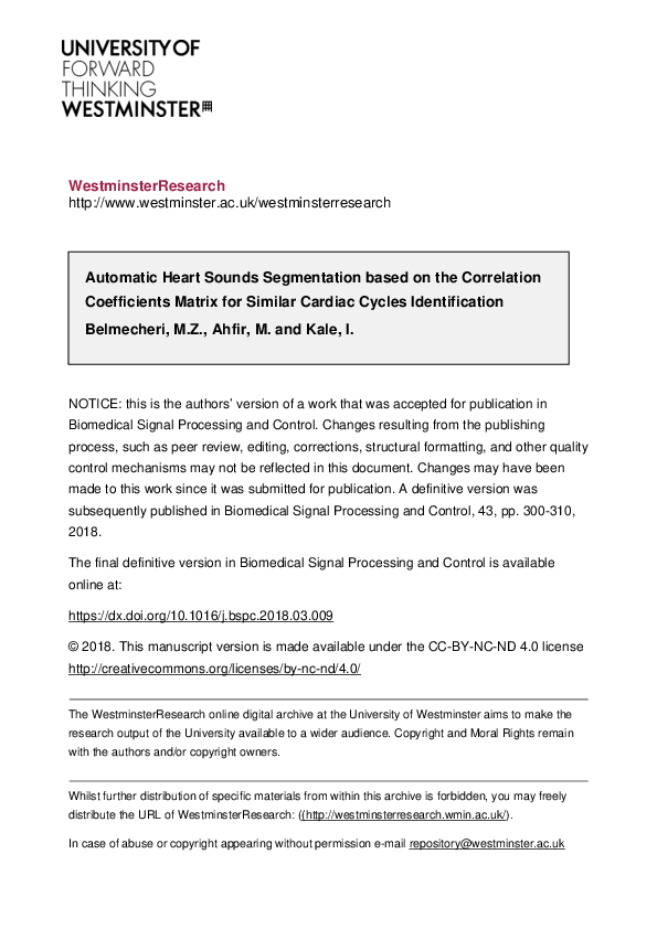 (PDF) Automatic heart sounds segmentation based on the correlation ...