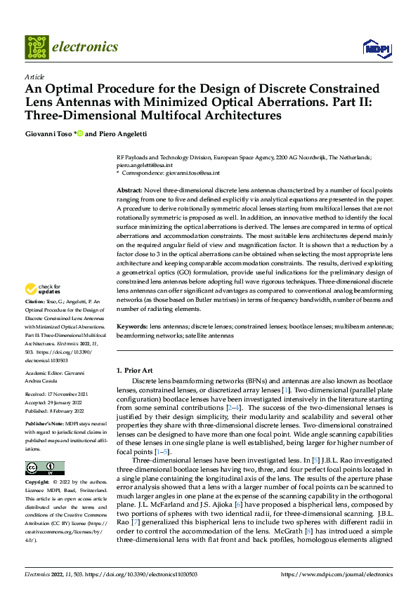 Pdf An Optimal Procedure For The Design Of Discrete Constrained Lens Antennas With Minimized