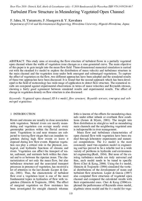 (PDF) Turbulent Flow Structure in Meandering Vegetated Open Channel
