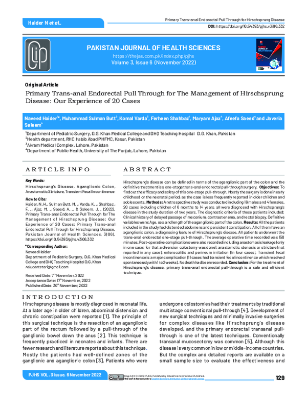 (PDF) Primary Trans-anal Endorectal Pull Through for The Management of ...