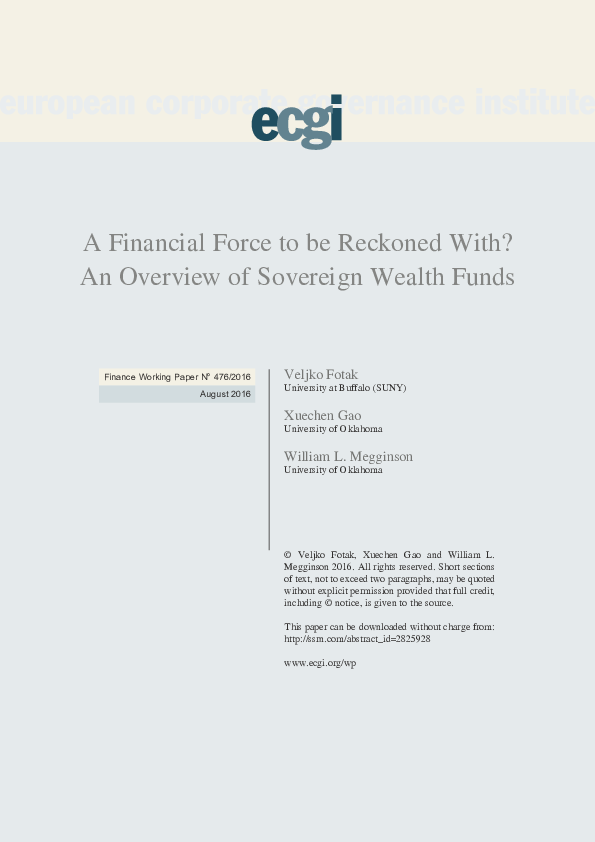 (PDF) A Financial Force to Be Reckoned with? An Overview of Sovereign ...