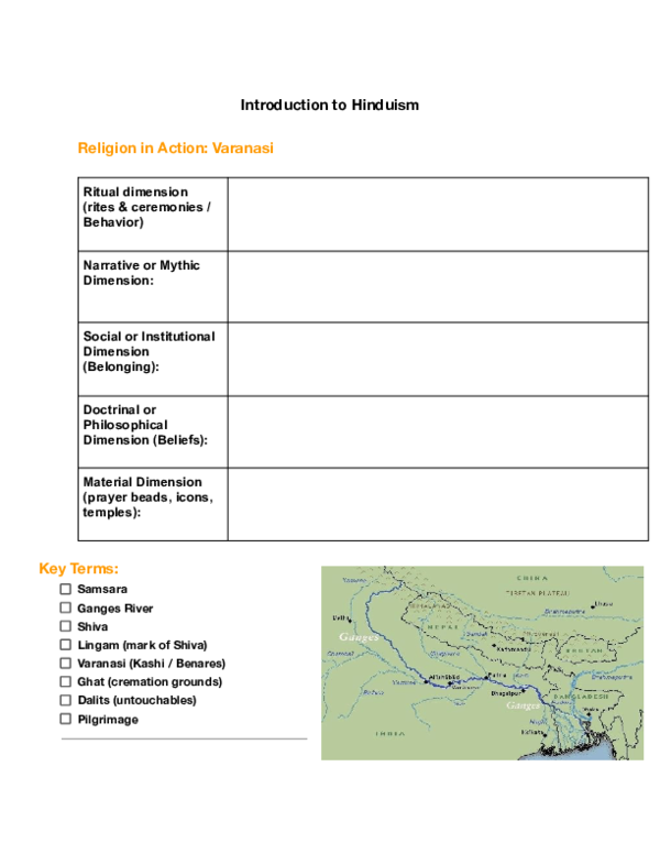 (PDF) Introduction to World Religions: Hinduism Class Notes