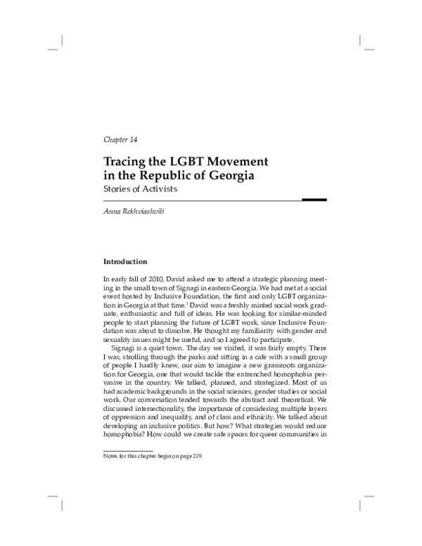(PDF) Tracing the LGBT Movement in the Republic of Georgia
