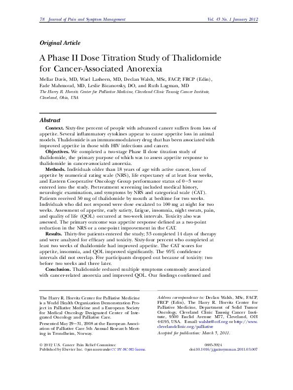 (PDF) A Phase II Dose Titration Study of Thalidomide for Cancer ...