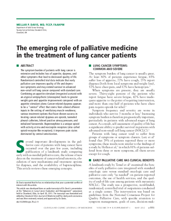 (PDF) The emerging role of palliative medicine in the treatment of lung ...