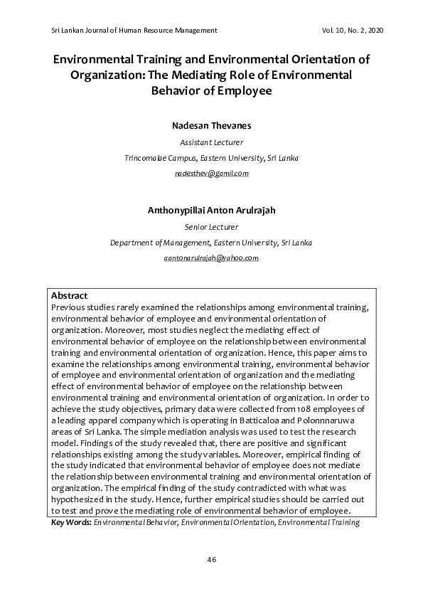 (PDF) Environmental Training and Environmental Orientation of ...