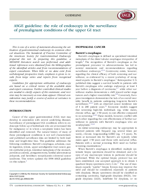 (PDF) ASGE guideline: the role of endoscopy in the surveillance of ...