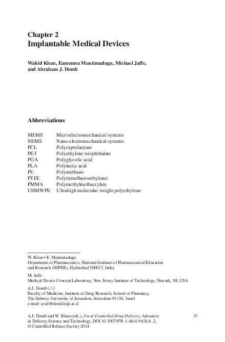 (PDF) Implantable Medical Devices