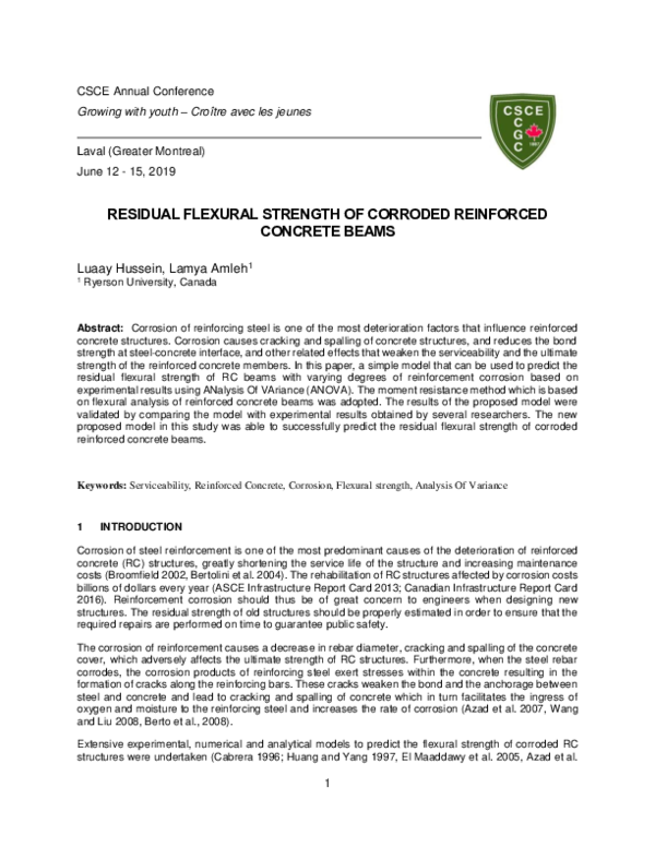 Pdf Residual Flexural Strength Of Corroded Reinforced Concrete Beams