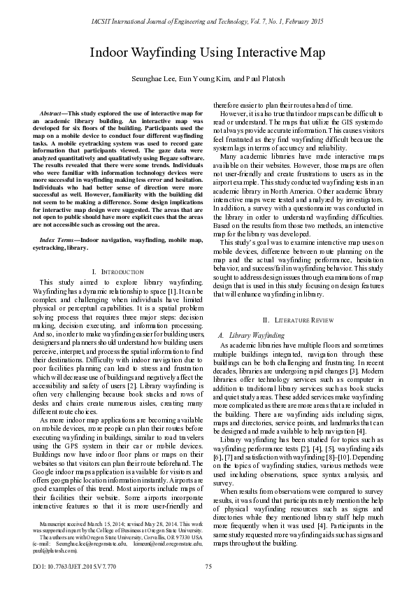 (PDF) Indoor Wayfinding Using Interactive Map