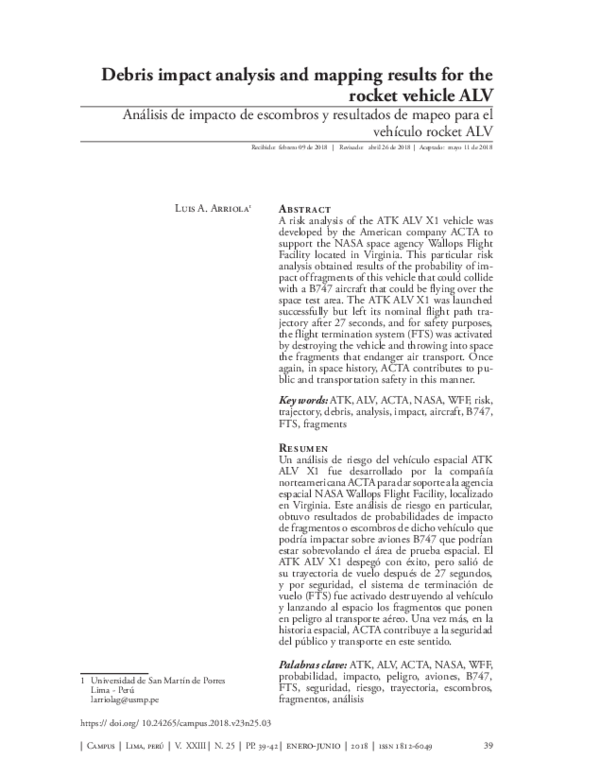 (PDF) Análisis de impacto de escombros y resultados de mapeo para el ...