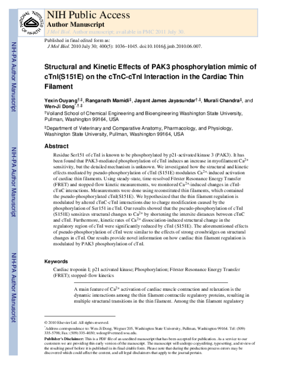 (PDF) Structural and Kinetic Effects of PAK3 Phosphorylation Mimic of ...