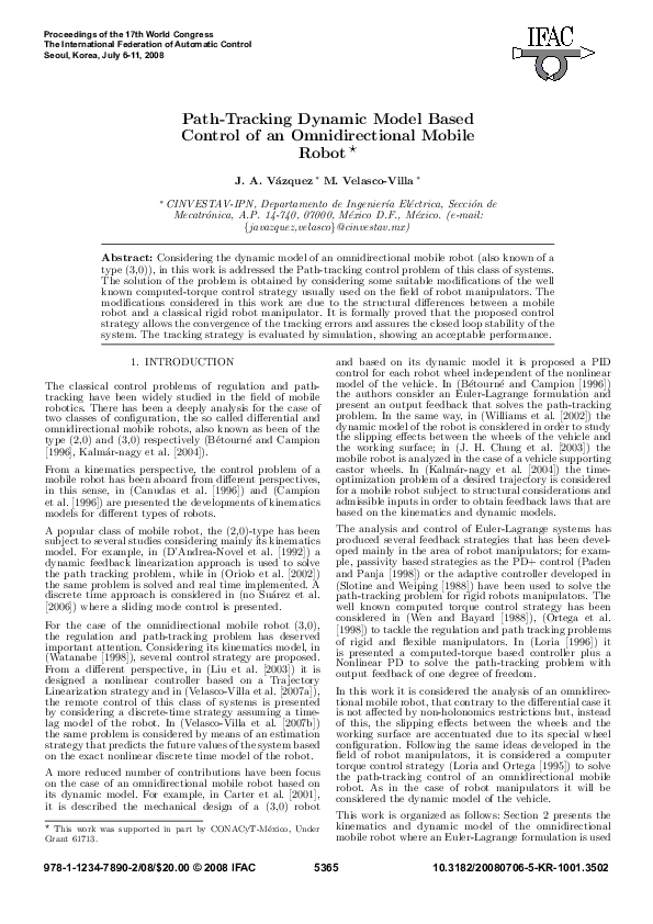 (PDF) Path-Tracking Dynamic Model Based Control of an Omnidirectional Mobile Robot | Martin ...
