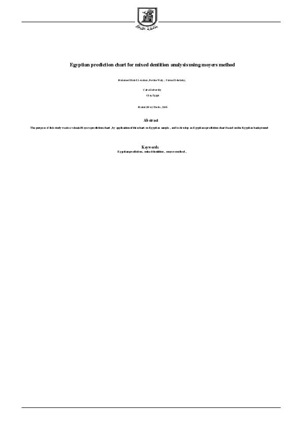 (PDF) Egyptian prediction chart for mixed dentition analysis using ...
