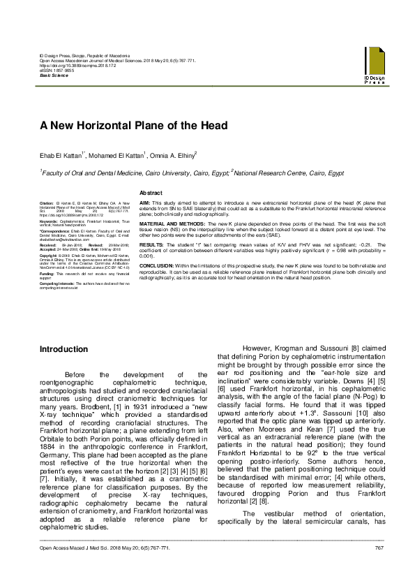 (PDF) A New Horizontal Plane of the Head
