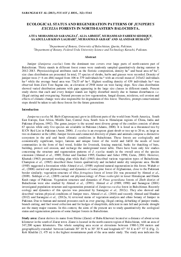(PDF) Ecological Status and Regeneration Patterns of Juniperus Excelsa Forests in North-Eastern ...