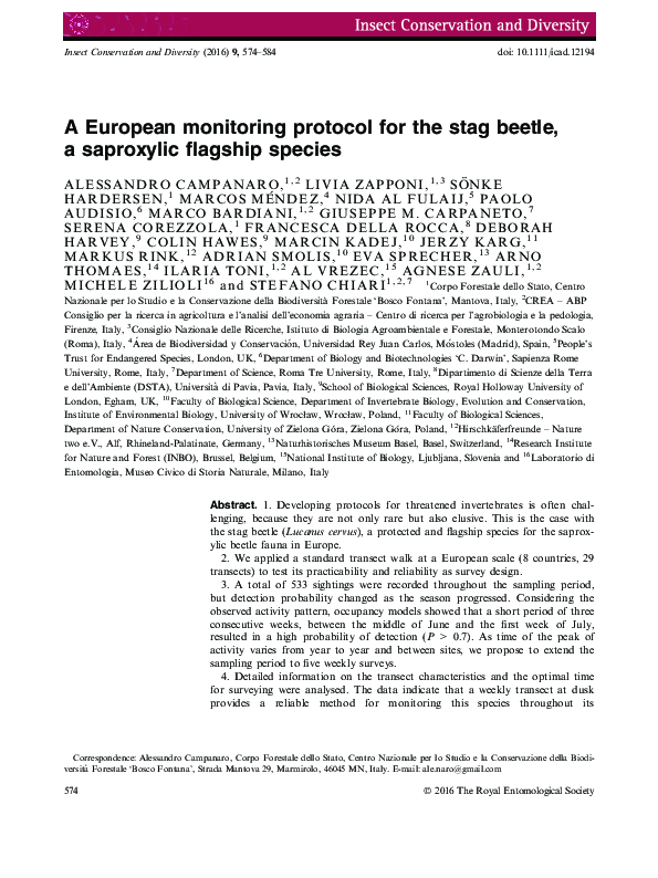 (PDF) A European monitoring protocol for the stag beetle, a saproxylic ...