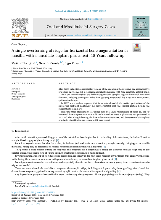 (PDF) A single overturning of ridge for horizontal bone augmentation in ...