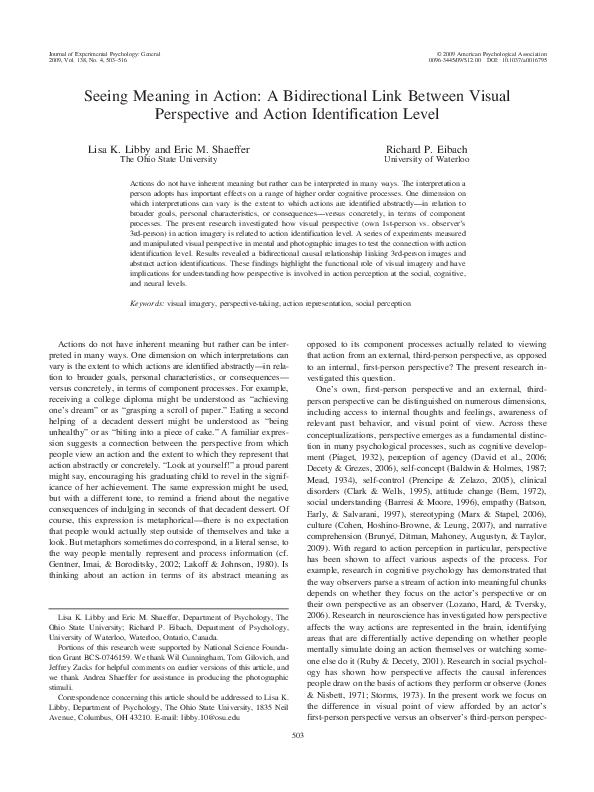 (PDF) Seeing meaning in action: A bidirectional link between visual ...